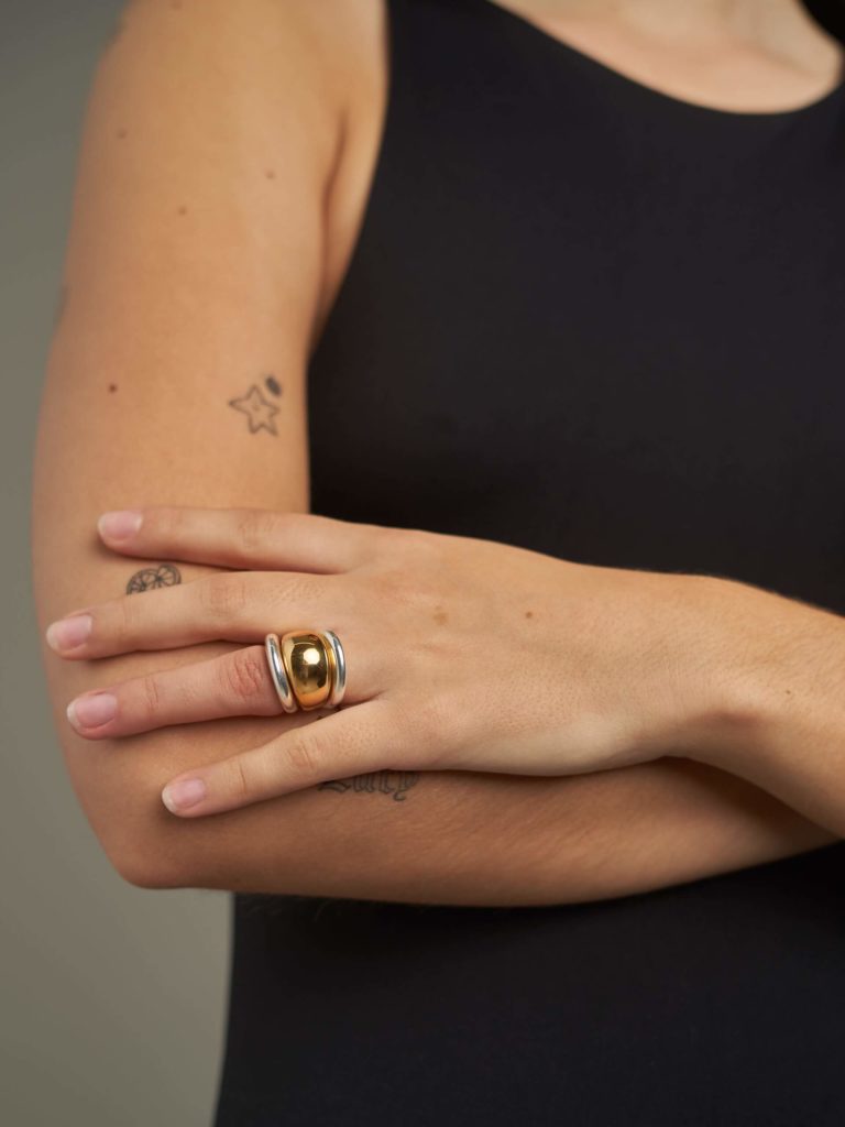 Silver and Gold Triple Ring Set - Tilly Sveaas Jewellery
