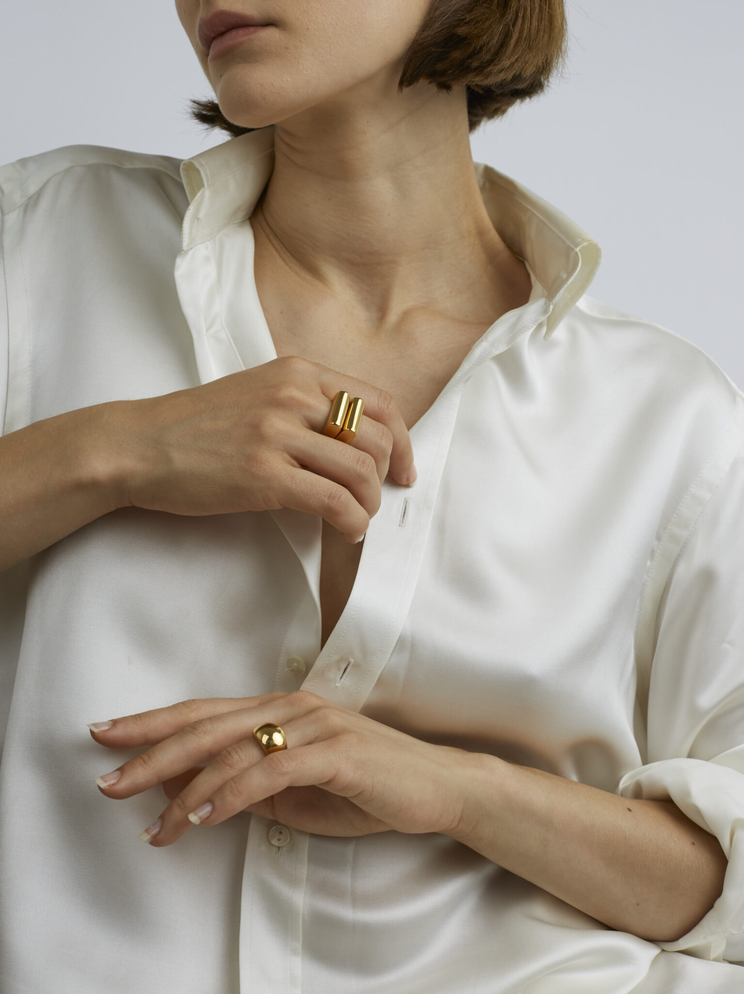 Silver Triple Ridge Ring Set - Tilly Sveaas Jewellery