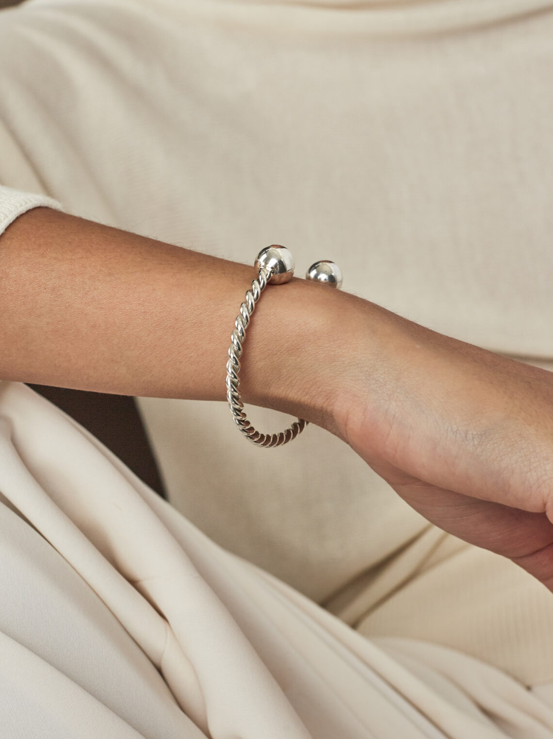 Silver Roped Torque Bangle - Tilly Sveaas Jewellery
