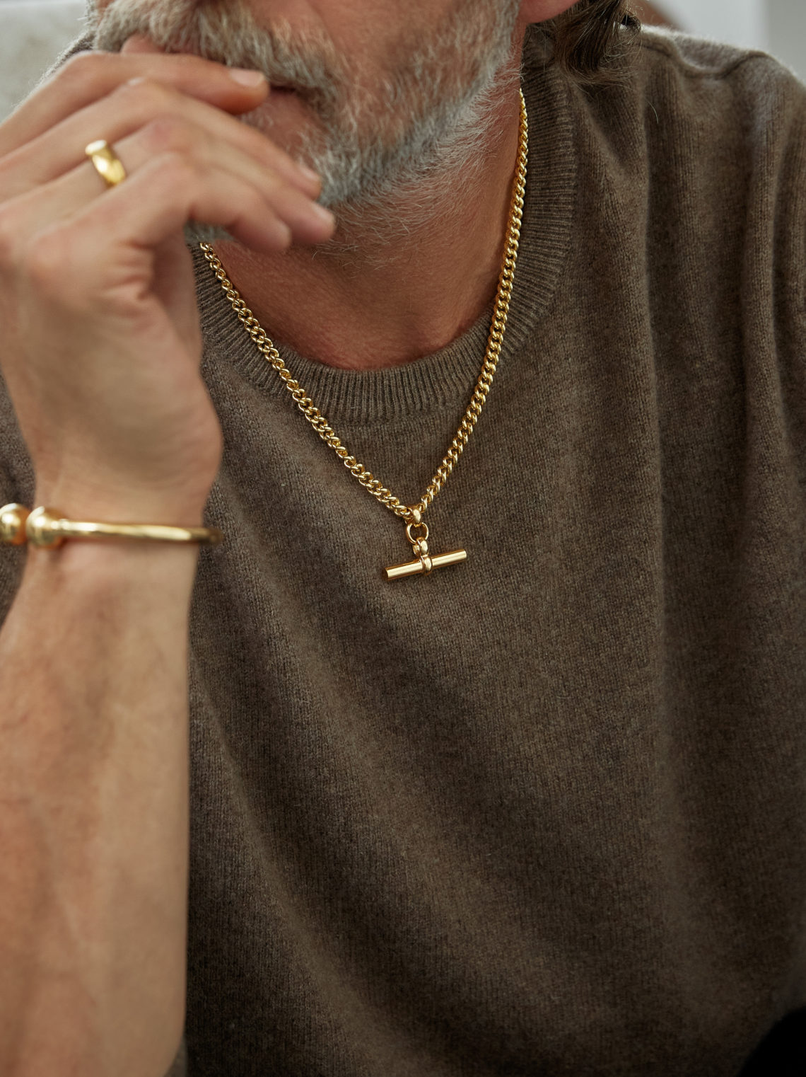 Men's Large Gold Torque Bangle - Tilly Sveaas Jewellery